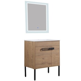 30 Inch Bathroom Vanity with Sink and Soft-Close Doors, Ceramic Vessel ...