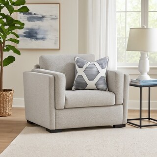 Marcy Oversized Chair with Arm Bolster Pillows, Pewter Gray Polyester ...