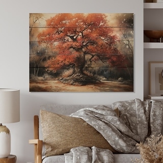 Designart "Fall Foliage Tree In The Woods II" Tree Floral Print on ...