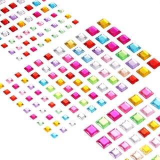 420Pcs Gems Stickers for Crafts, 5 Sheet Square Rhinestone Stickers ...