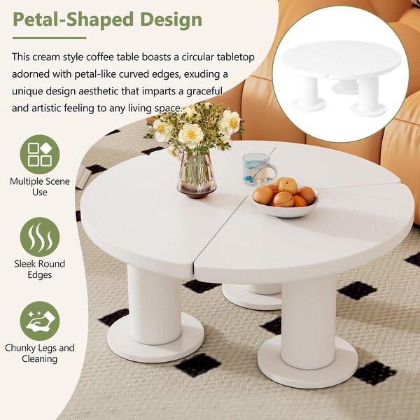 Round Petal Shaped Coffee Table with 3 Thick Legs Sleek Round Edges Bed Bath Beyond 41400686