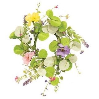 Spring Floral Candle Ring with Pastel Blooms Greenery Accent for Table ...