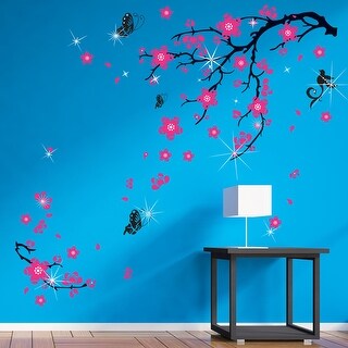 Walplus Wall Sticker Pink Blossom Flowers Swarovski Crystal Home Decor ...