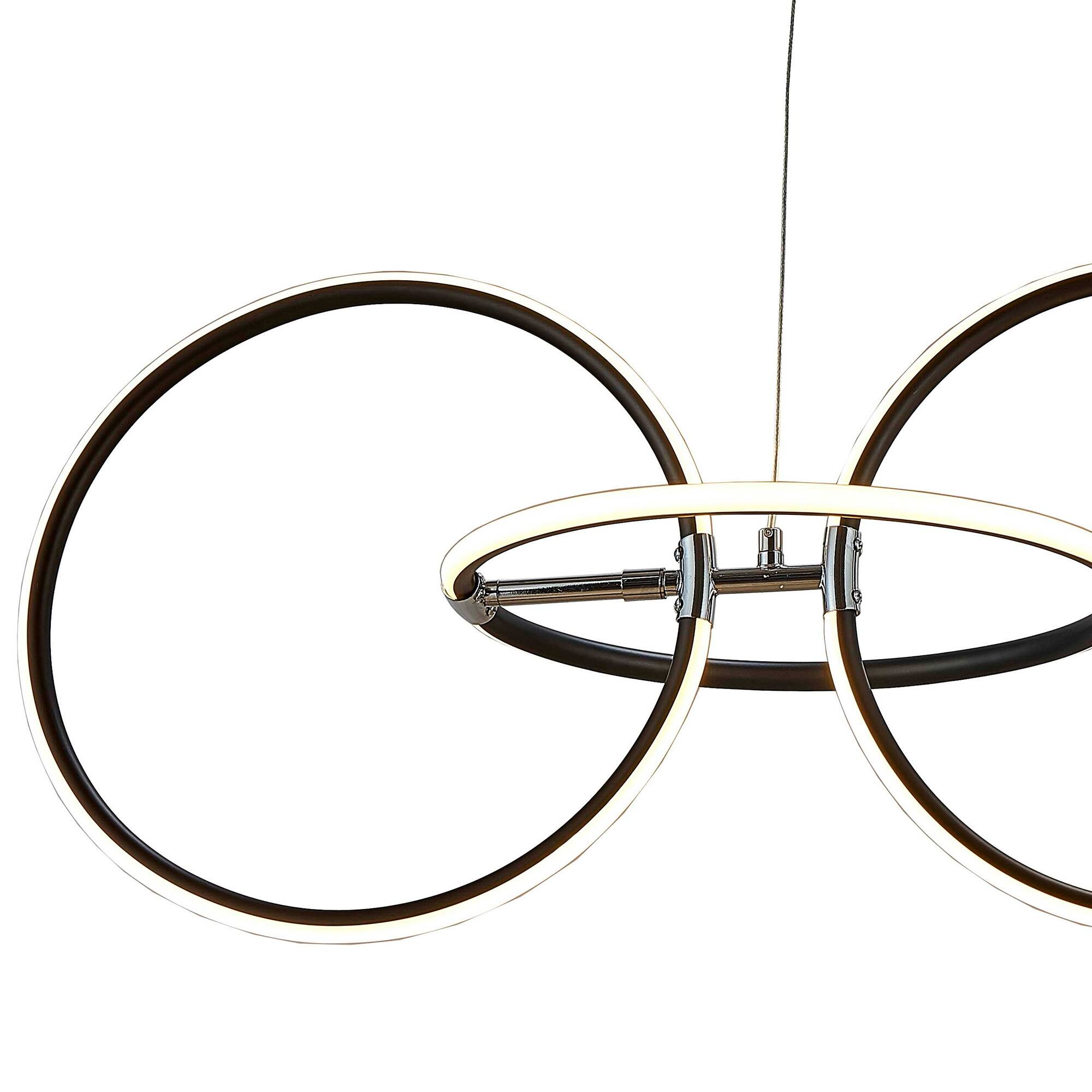 5 Light LED Array Pendant in Black Finish, Chained Ring Design - Black ...