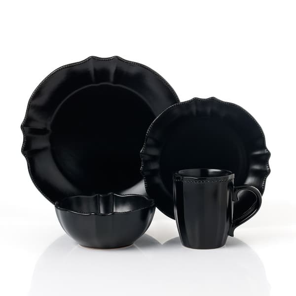 Lorren Home Trends 16 Piece Scalloped Edge Black Dinnerware - On Sale ...