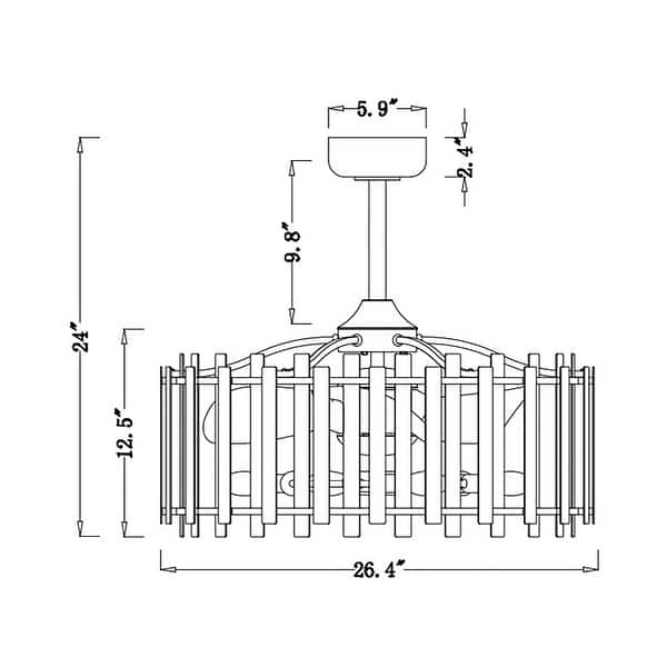 Daniyal 26-inch Matte Gold 6 Lights 3 Blades Lighted Ceiling Fan with ...