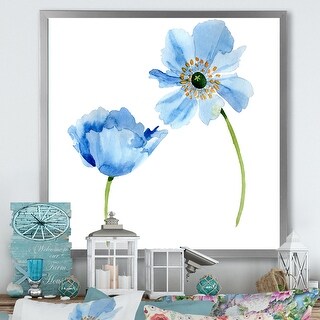 Designart "Blue Poppy Flowers" Traditional Framed Art Print - Bed Bath ...