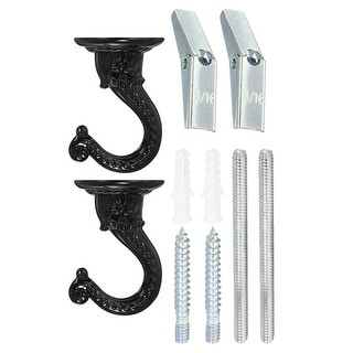 2 Set 2.2" x 1.6" Ceiling Hook, Orchid Hooks w Mounting Hardware Black ...