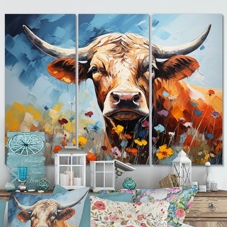 Designart "Cow Countryside Palette I" Animals Canvas Prints Set - Bed ...