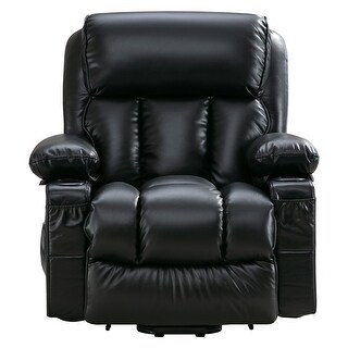 38.58 in. W Leather Recliner with Remote Control, Tufted and Storage ...