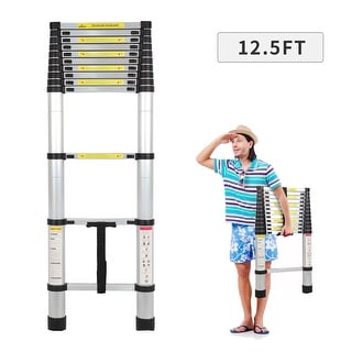 GDY 10.5FT/12.5FT Telescoping Ladder Aluminum Lightweight Extension ...