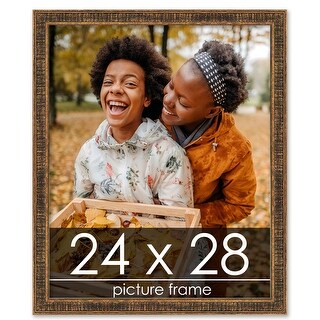 24x28 Distressed/Aged Black Complete Wood Picture Frame with UV Acrylic ...