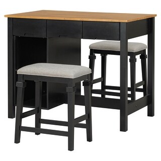 Farmhouse 3 Piece Island Set w/2 Seatings & 2 Shelves & 3 Drawers - Bed ...