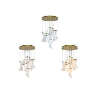 7-Light Brass Chandelier With Acrylic Crumbled Sheet Pendants - Bed ...