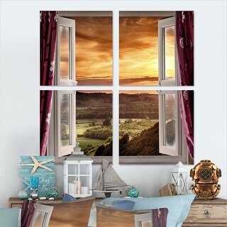 Designart "Open Window to Rural Landscape" Landscape Canvas Wall Art ...