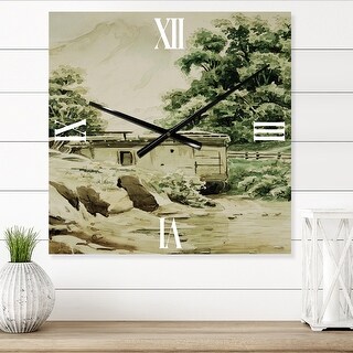 Designart 'Cabin In The Mountains' Cabin & Lodge Metal Wall Clock - Bed ...