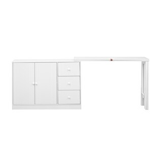 Entryway Table with Adjustable Pull-Out Top, Versatility White Wooden ...