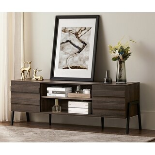 Mid-Century TV Stand for 65 Inch, Wood Entertainment Center TV Console ...