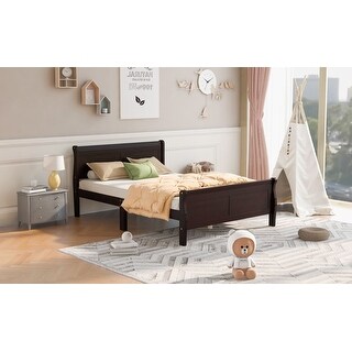 Queen Size Bed Frame Black with Headboard Footboard Simple Sturdy - Bed ...