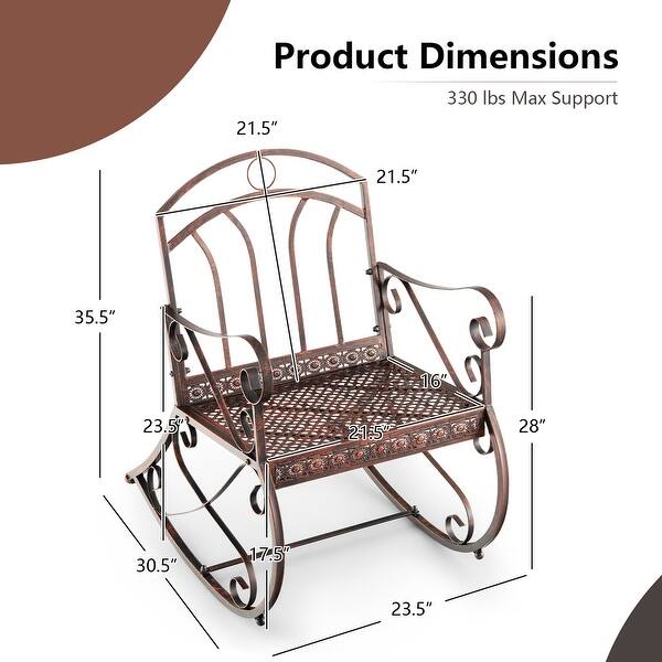 Gymax Outdoor Rocking Chair Elegant Patio Seating Chair Rocker Steel ...