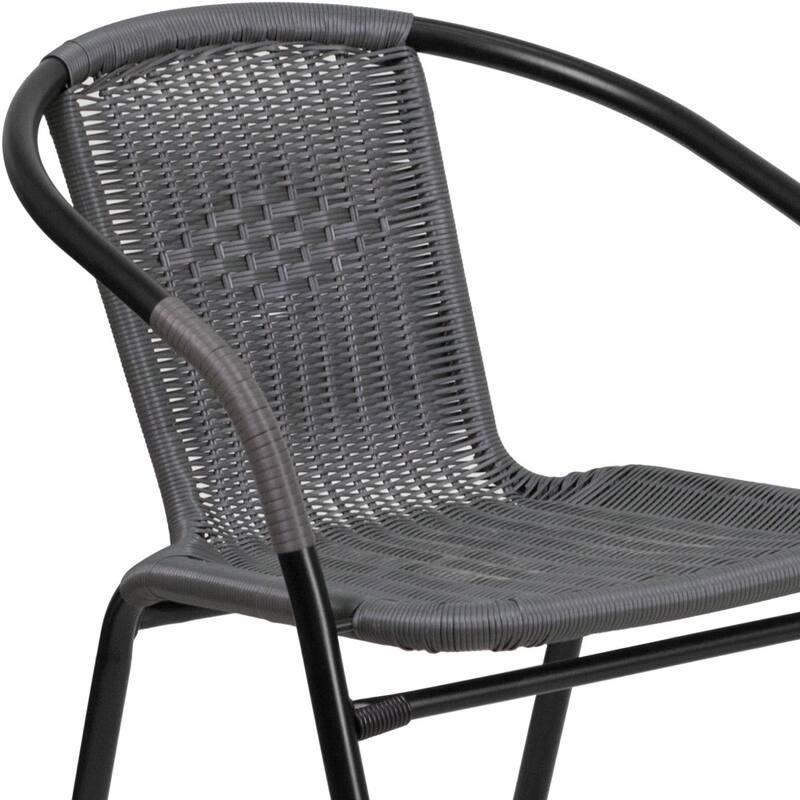 Indoor/Outdoor Stacking Rattan Restaurant Patio Chairs (Set of 4 ...