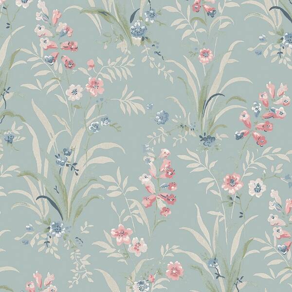 Laura Ashley Mosedale Posy Dark Duck Egg Blue Wallpaper - Bed Bath ...