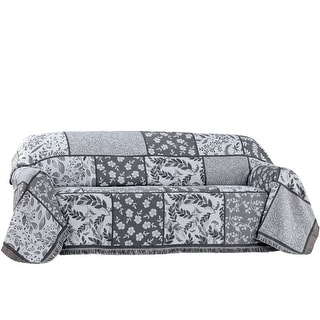 Floral Patchwork Fringe Border Furniture Throw - Sofa - Bed Bath ...