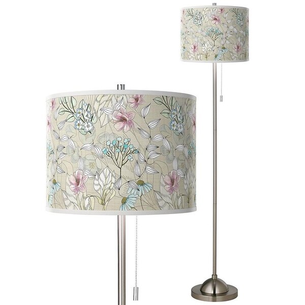 Botanical Brushed Nickel Pull Chain Floor Lamp 13 x 62 Blue