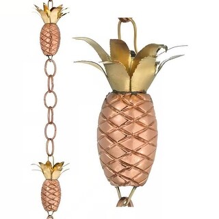 Copper Pineapple Rain Chain Gutter Downspout - Basin Not Included - 4"D ...