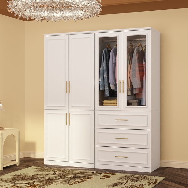 74.8 H Large Modular Wardrobe Cloest Armoire Cabinet Glass Door On Sale Bed Bath Beyond 37777772