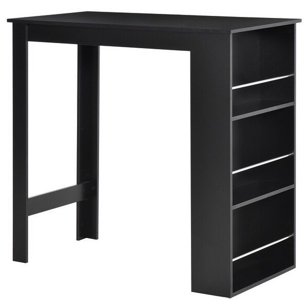 Homcom Modern Bar Table Counter Height Dining Table with 3 Storage Shelves for Kitchen Dining Room Living Room Black