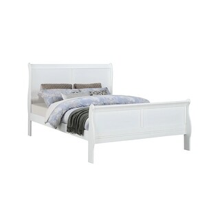 Louis Phillipe White Finish Queen Size Panel Sleigh Bed Solid Wood ...
