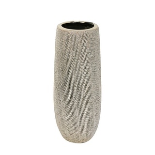 Textured Ribbed Distinctive Cylindrical Vase - 9.75" - Champagne Gold ...