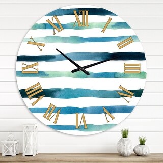 Designart 'Aquatic Dark Blue Verticals' Modern wall clock - Bed Bath ...
