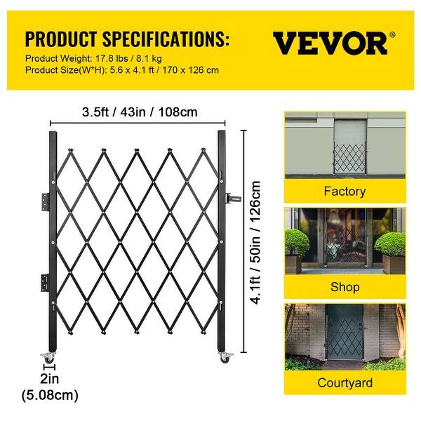 VEVOR Single Folding Security Gate Folding Door Gate Flexible Expanding ...
