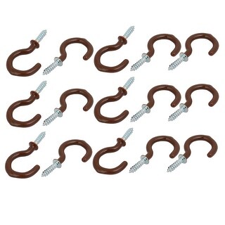 1 Inch Coated Screw-in Open Cup Ceiling Hooks Hangers Brown 15pcs ...