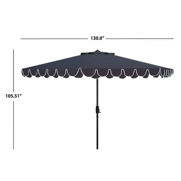 SAFAVIEH 11ft Round Outdoor Patio Umbrella with Valance - UV Resistant ...