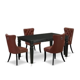 East West Furniture Dinette Set Contains a Rectangle Dining Table and Parson Chairs, Black ...