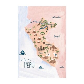 Map of Peru Painting Gouache Maps Art Print/Poster - Bed Bath & Beyond ...