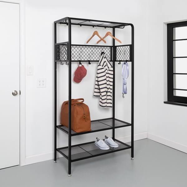 Honey-Can-Do Black Steel Garage Entryway Storage Rack - On Sale - Bed ...