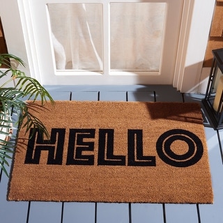 SAFAVIEH Handmade Doormat Shellie Hello Coir Rug - 1'11" x 3' - Bed ...