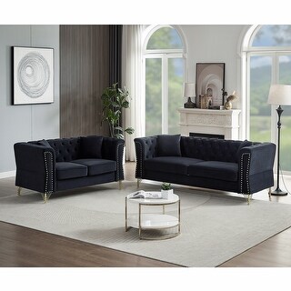 3-Seater + 2-Seater Combination Sofa Sets, Velvet Tufted Couch - Bed ...