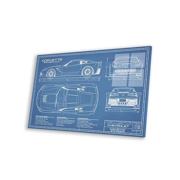 Corvette (C7) Stingray Blueprint Print On Acrylic Glass by Action ...