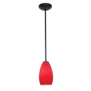 Access Lighting Champagne Bronze Integrated LED Rod Pendant, Red Shade ...
