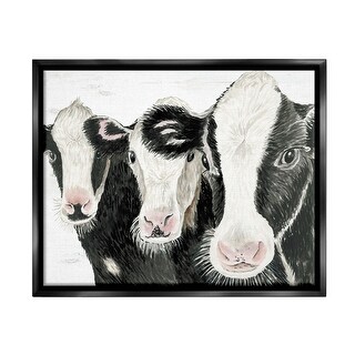 Stupell Three Cows Farm Portrait Trio Framed Floater Canvas Wall Art by ...