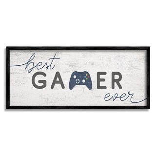 Stupell Best Gamer Ever Video Game Sign Blue Controller Framed Wall Art ...