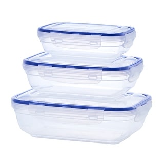Superio 3 Pack Shallow Rectangular Sealed Food Storage Containers - 20 ...