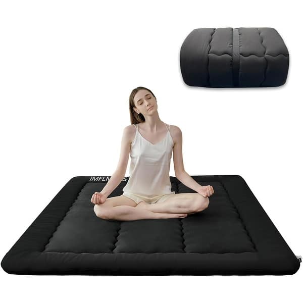 Foldable 3" High-Density Foam Floor Mattress, Queen Size 60"x80", Black ...
