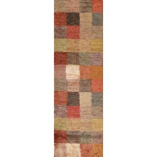 Checkered Contemporary Runner Rug Handmade Jute Carpet - 2'7"x 9'9 ...