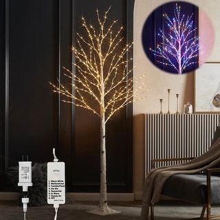 6FT Lighted Birch Tree Plug in with 8 Functions, 330 Fairy Lights ...